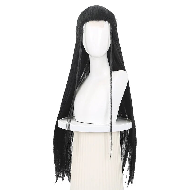 Nezha 2-й ручной парик на шнуровке спереди Crane Boy Косплей Парик Длинный прямой черный парик подходит для мужчин и женщин в древнем стиле