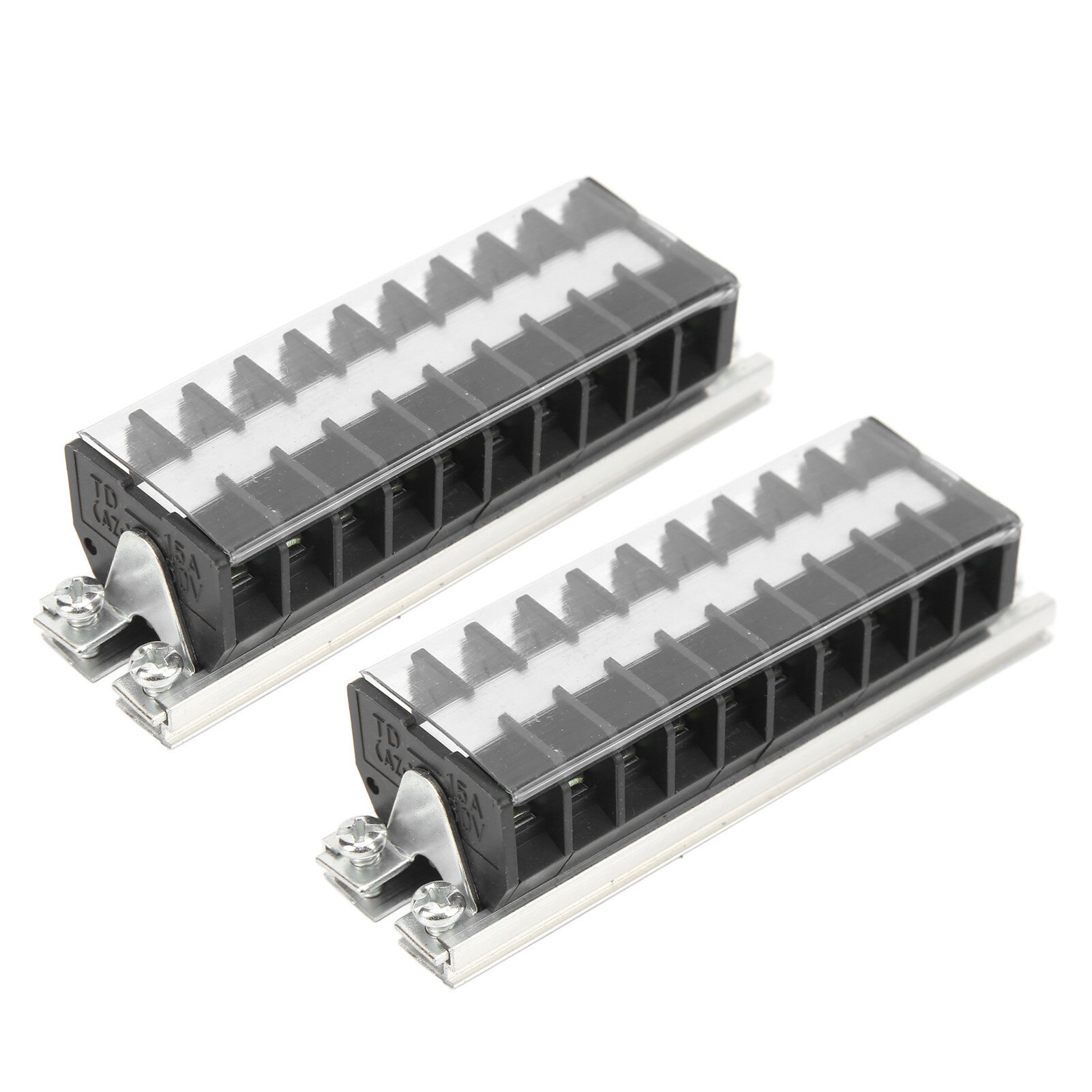 2 шт. Двухрядная клеммная планка 660 В 15 А, 10 позиций с крышкой T1510