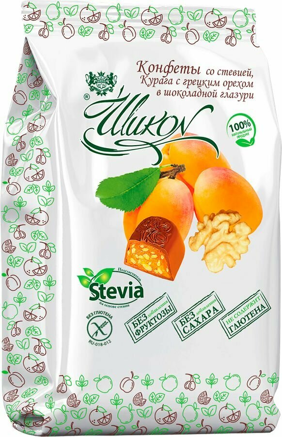 Конфеты шикон Курага с грецким орехом в шок. глазури (Россия) 150г