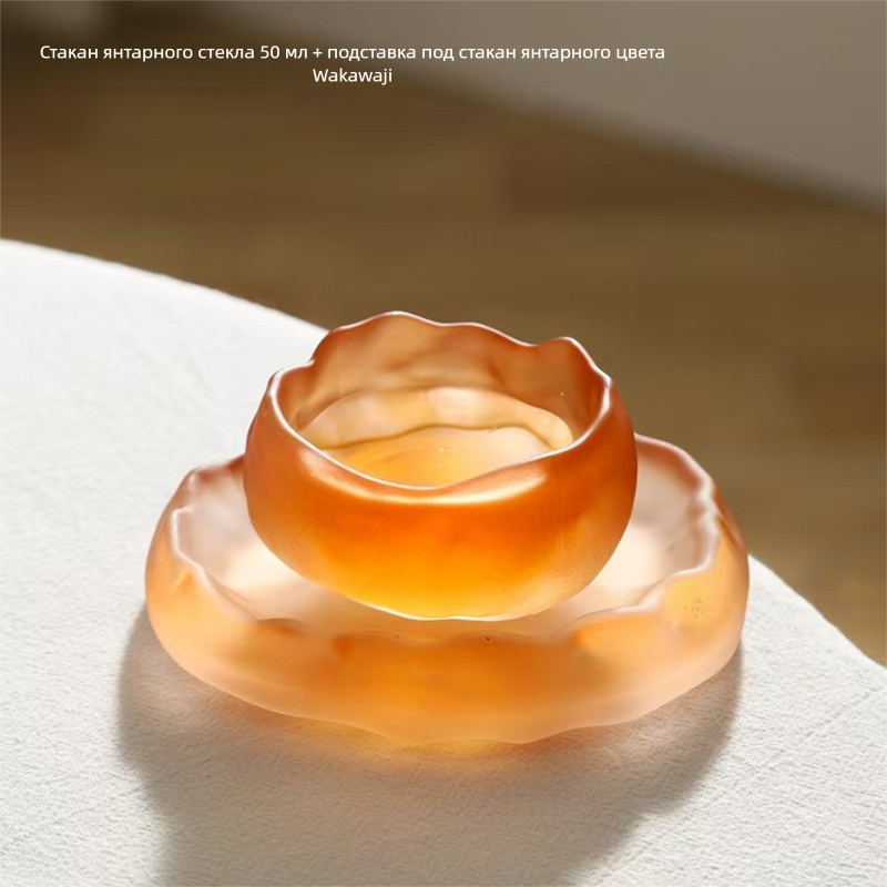 Чашка для чая "Первый снег", японский стиль, хрусталь, ручная выдувка