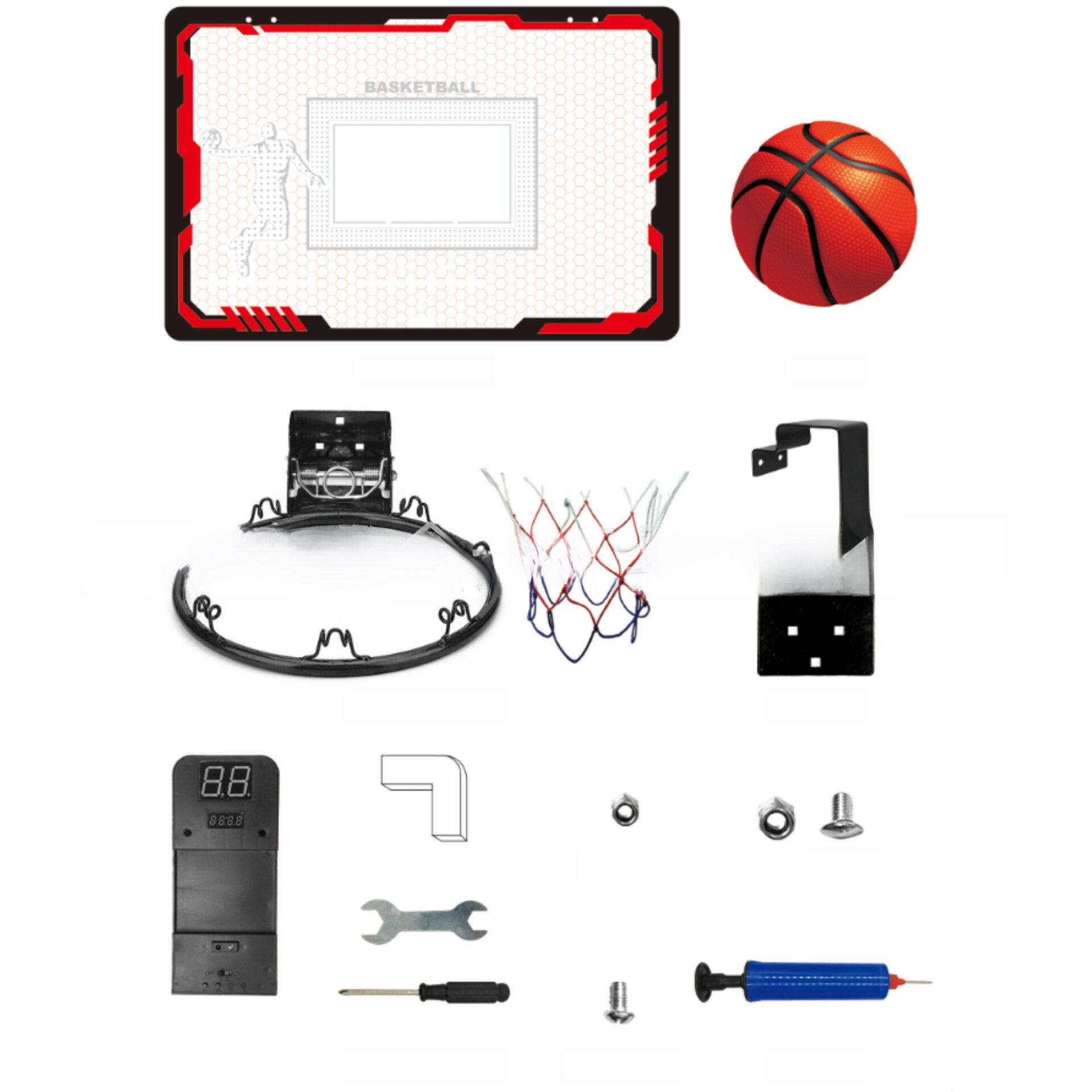 Каркас баскетбольной рамы с освещением для детей для использования в помещении и на открытом воздухе, спортивные игрушки, спортивные товары (Новая световая баскетбольная рама [световая цель в режиме прорыва], средний размер), упаковка из 20 штук, размеры