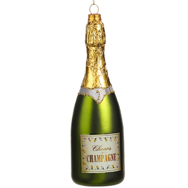 Стеклянная елочная игрушка Бутылка Шампанского Brut 16 см, Goodwill, TR20506