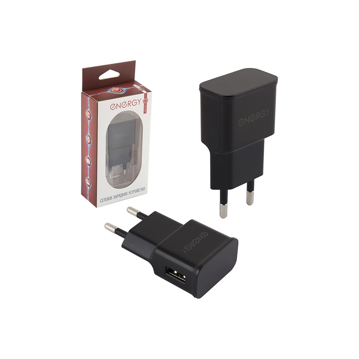 Зарядное устройство для телефона Energy ET-09, 1 А, USB, черное