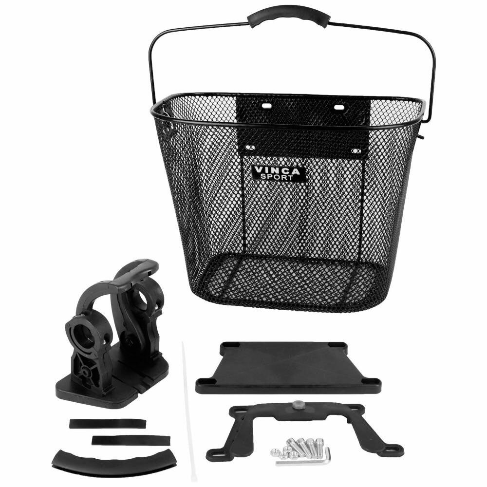 Корзинка передняя быстросъемная VINCA SPORT P 01, 310х230х230мм, черная, зеленая ручка