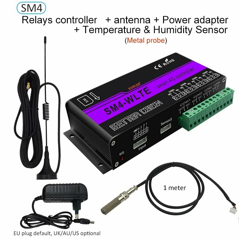 KONLEN SM4 4G контроллер с датчиком температуры и влажности