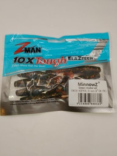 Мягкая силиконовая приманка Z-Man MinnowZ 3" Chartreuse/Red Tail (8 шт.) ElaZtech 10X Tough. Ловите больше рыбы!
