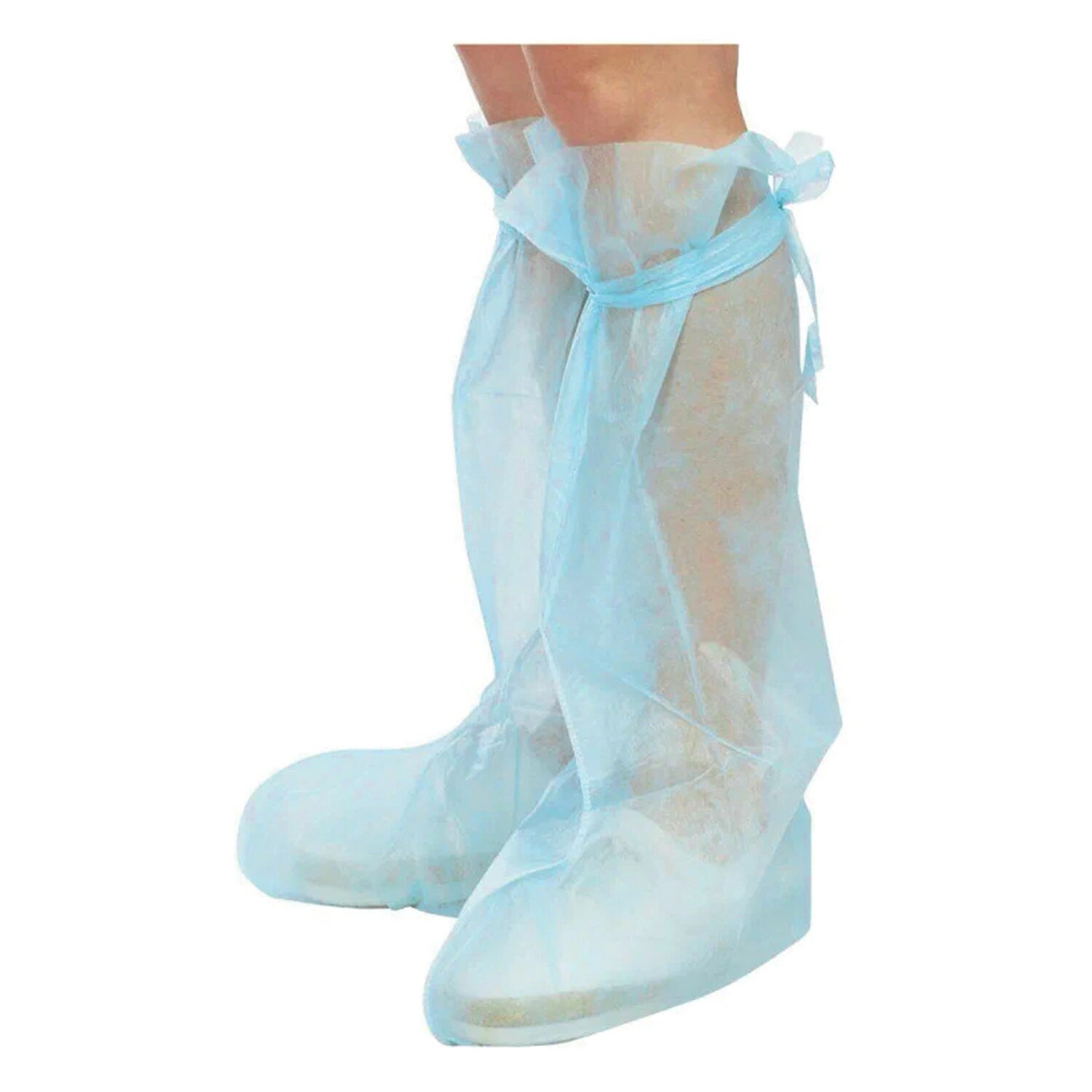 Бахилы стерильные из спанбонда высокие с завязками, 25 г/м2, одна пара в индивидуальной упаковке, 5шт.