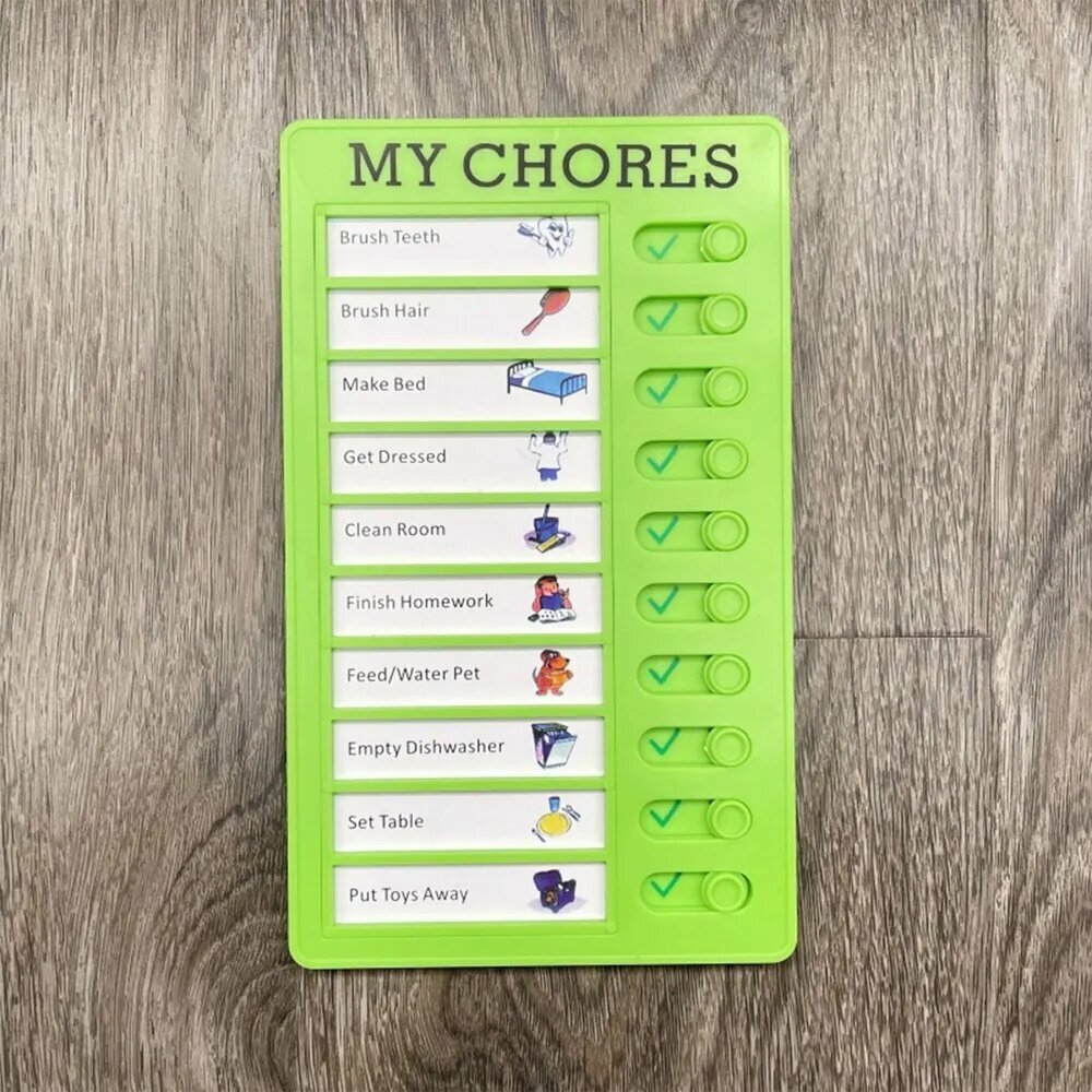 Детский трекер обязанностей MY CHORES, зелёный, для контроля задач в детской комнате