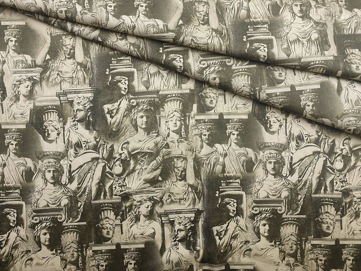 Ткань Хлопок бежевого цвета с принтом архитектура 14424