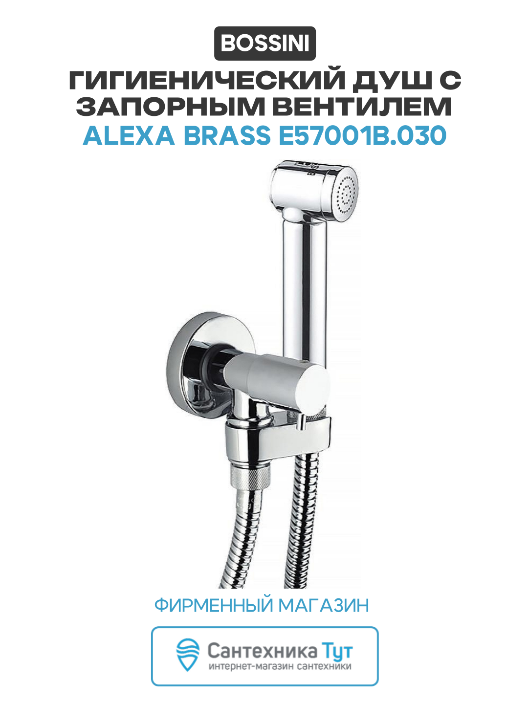 Гигиенический душ Bossini Alexa Brass E57001B.030 Хром латунь на стену