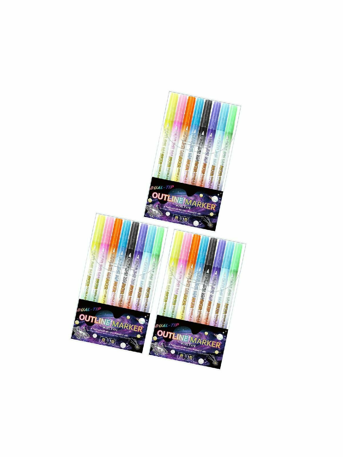 Двухсторонние блестящие ручки, двухцветные сверкающие маркеры для рисования, заметок