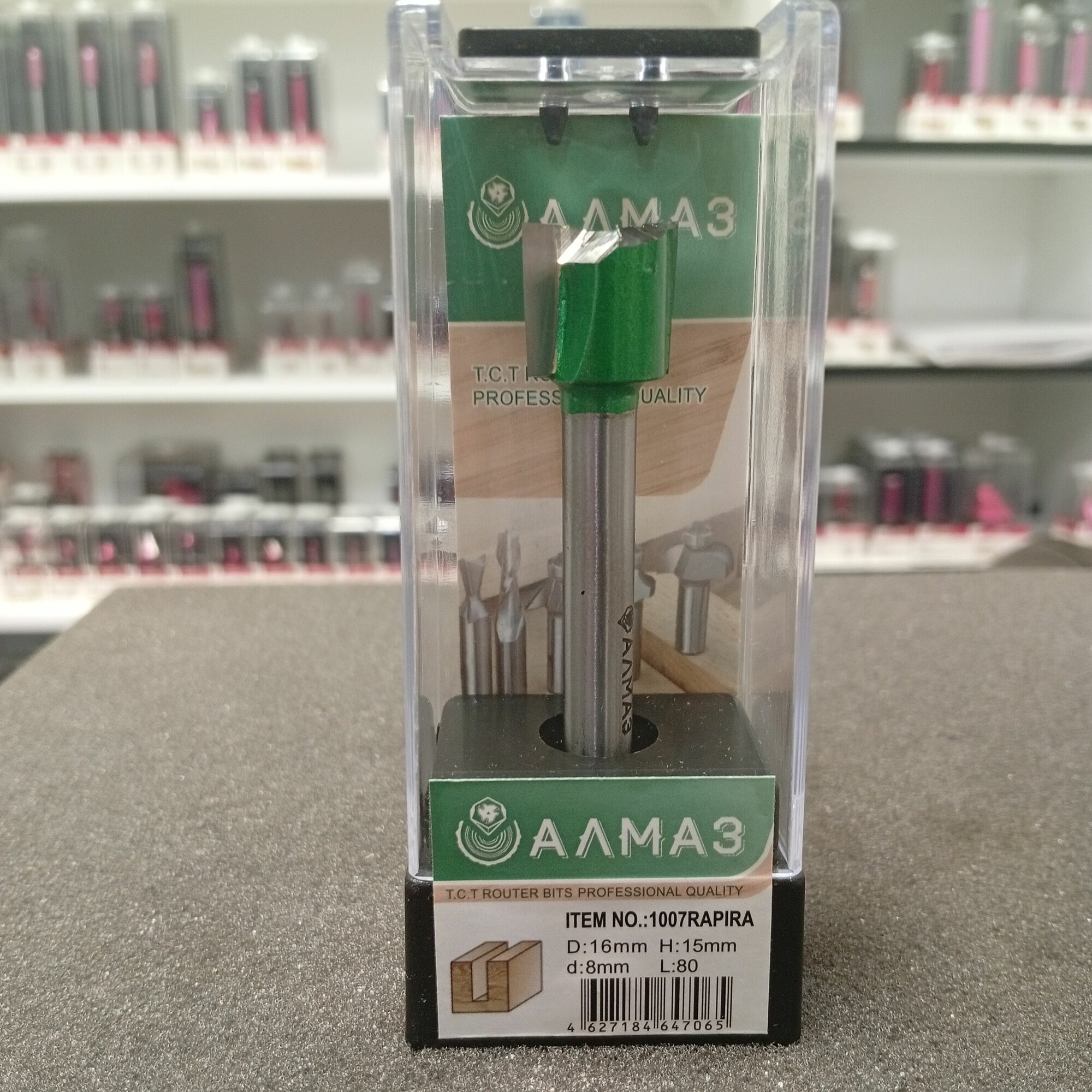 Пазовая 16 мм с врезным зубом алмаз 1007 RAPIRA для петель D:16mm I:15mm d:8mm TL:80mm Z:2