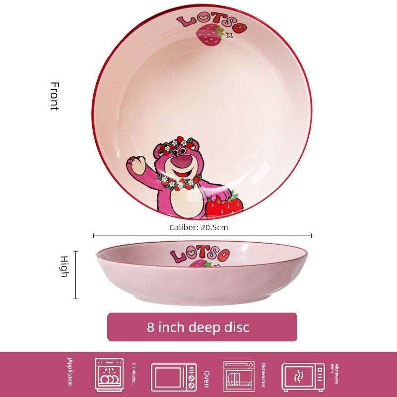 Набор посуды Disney с персонажем Лотсо: милые керамические тарелки, миски для риса, супа и лапши. Клубничный мишка -