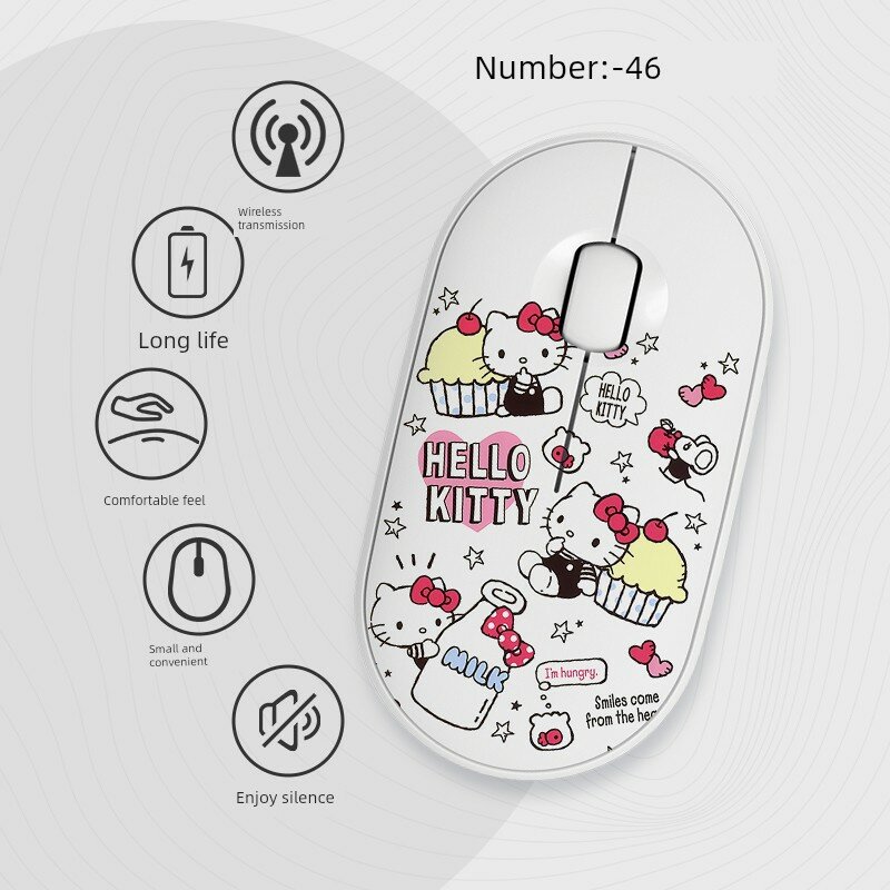 Беспроводная Bluetooth-мышь Hello Kitty, бесшумная, для девочек, для игр, офиса, планшета, ноутбука, универсальная