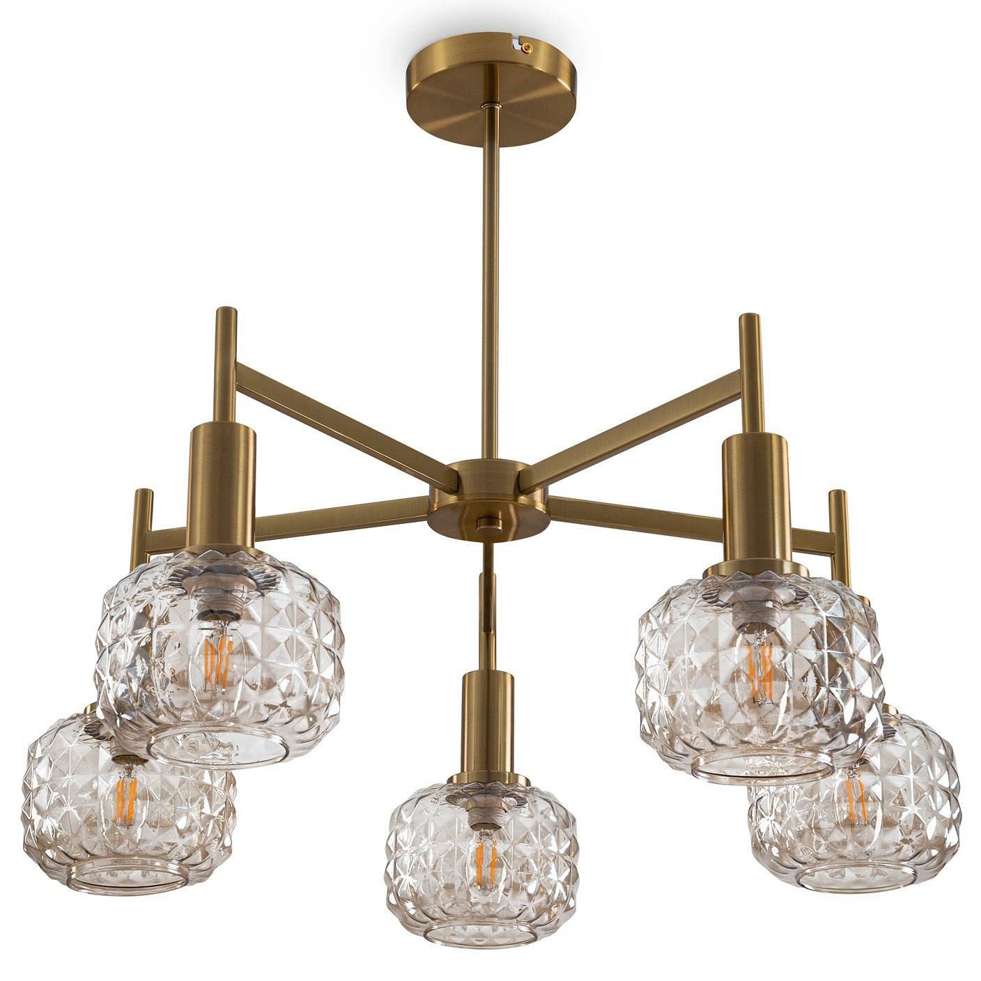 Люстра на штанге Freya Fero FR5366CL-05BS цвет латунь Накаливания, Светодиодные Модерн