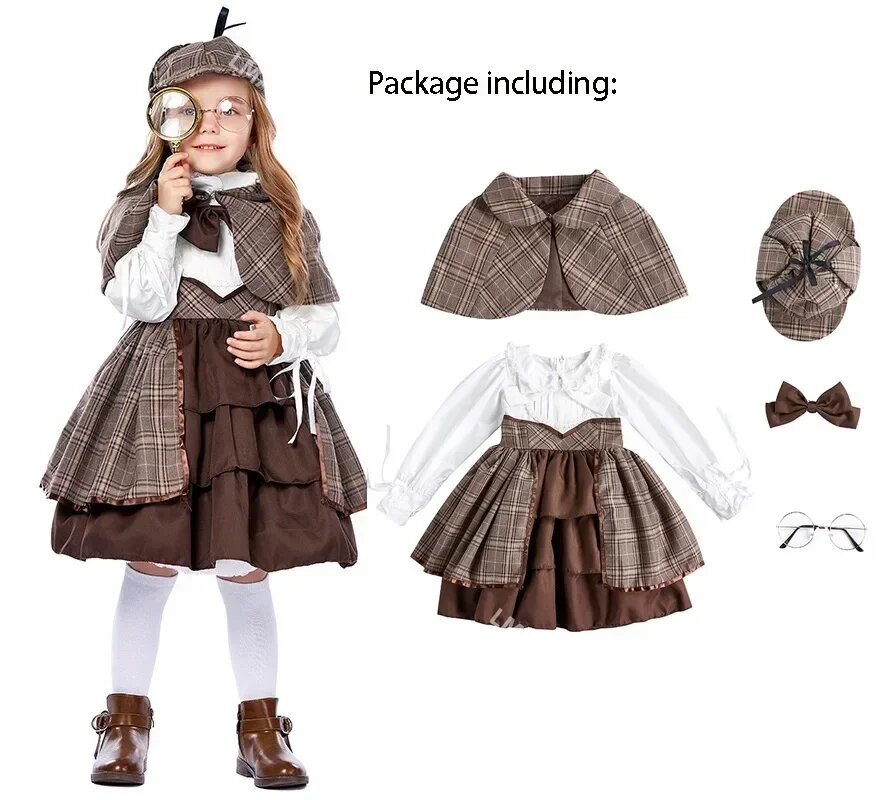 Костюмы детектива KIGUBABY для девочек из хлопка М