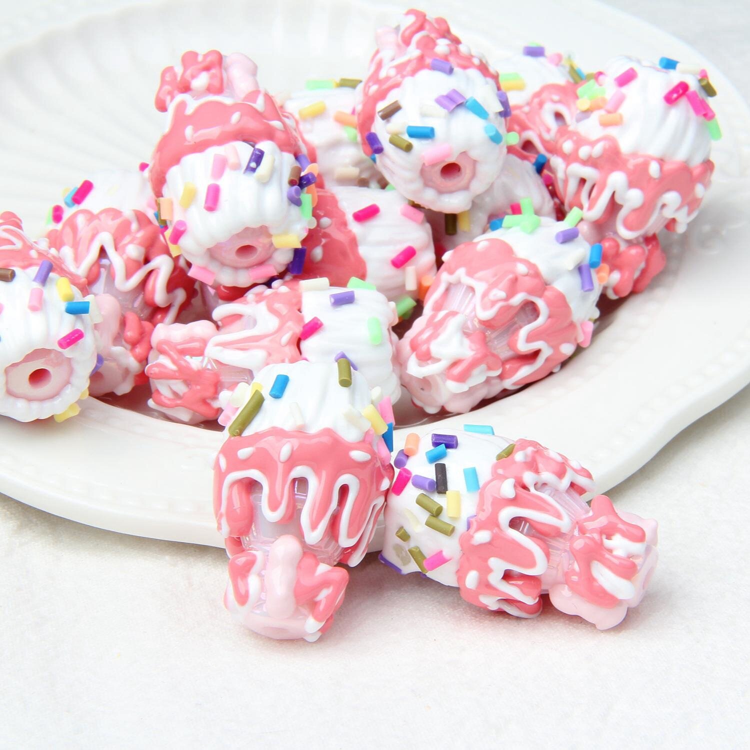 Тяжелые масляные ручной работы бусины для мороженого, акриловые ручной работы бусины, DIY свободные бусины, цепочка для телефона, подвеска для автомобиля, DIY бисерные аксессуары