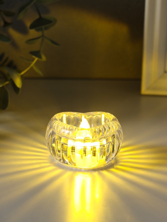 Светодиодная свеча LED-ночник RISALUX Сердце в льдинке, 3×LR1130, прозрачный, 5.5×5.5×3.3 см, 2 шт.