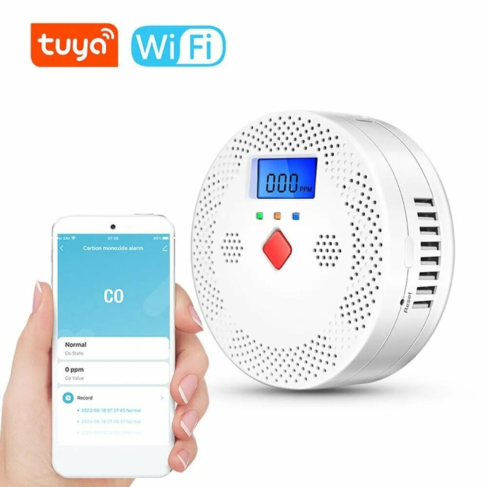 Tuya WiFi детектор угарного газа, домашняя сигнализация утечки газа, мобильное управление Tuya и Smart Life APP, Tomshine,