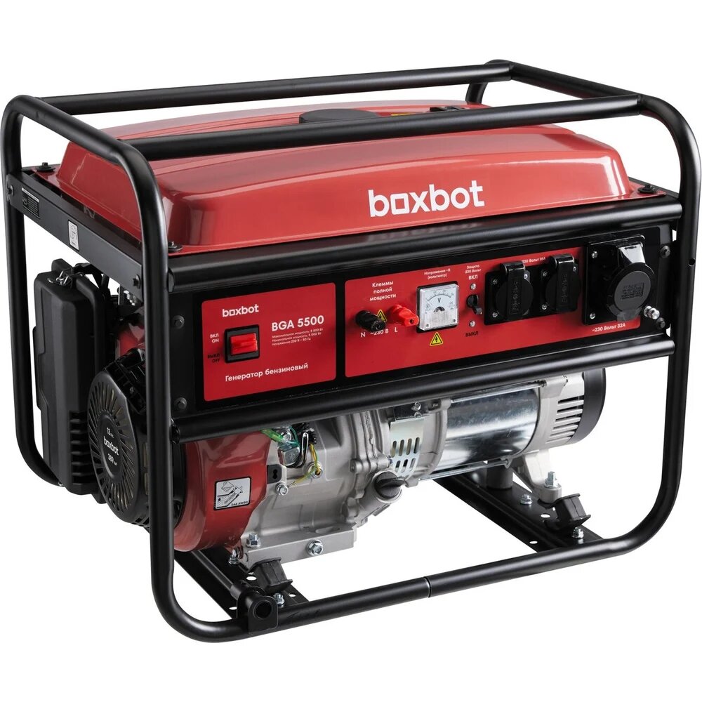 Генератор бензиновый Boxbot BGA 5500 902210. BGA-5500-2, 4‑тактный, с индикатором уровня топлива, с CEE 230V/32A разъёмом