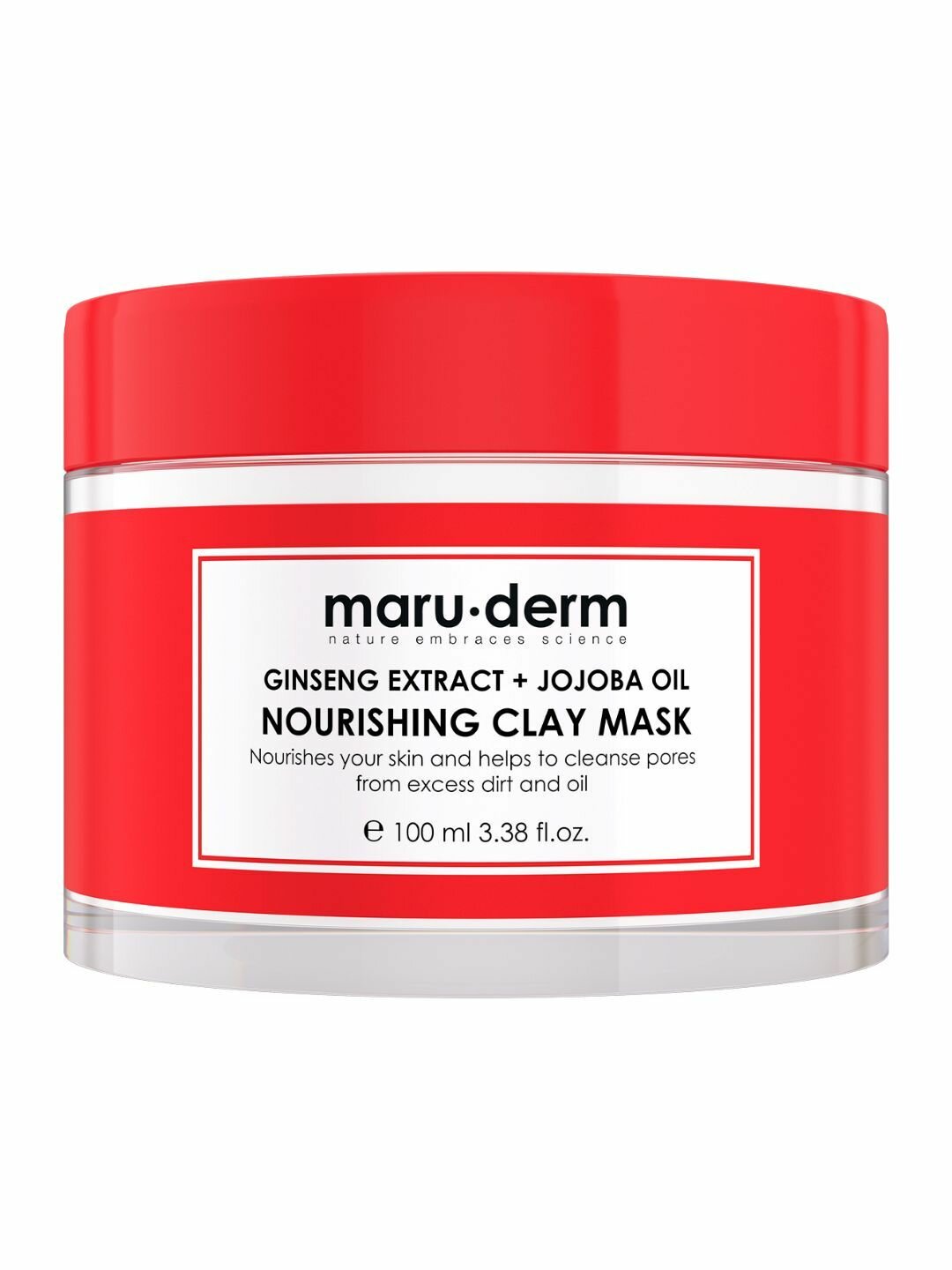 MARU DERM Глиняная маска с экстрактом женьшеня и питательным маслом жожоба, 100 мл