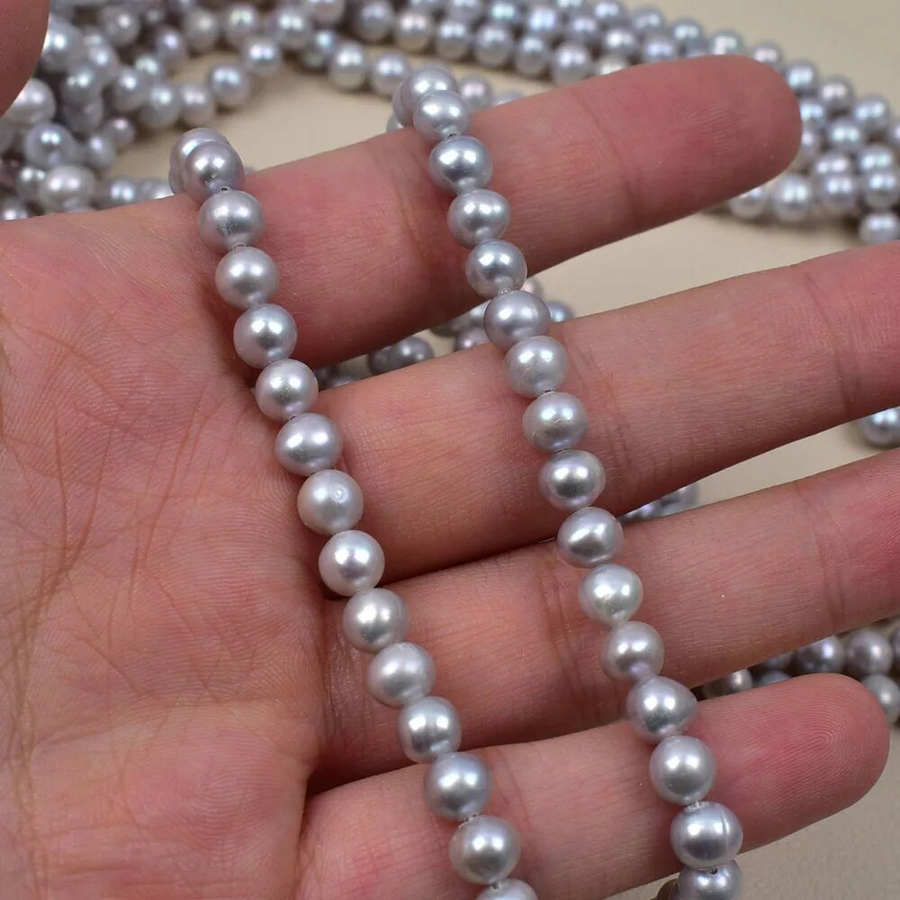 Серый натуральный пресноводный жемчуг 5-6 мм, бусины