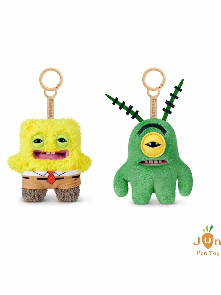 Spin Master Fuggler Keychain SpongeBob & Sheldon Plankton / Детская игрушка-брелок фуглер с Губка Боб и боссом-Планктон, подходящая в качестве подарка на день рождения