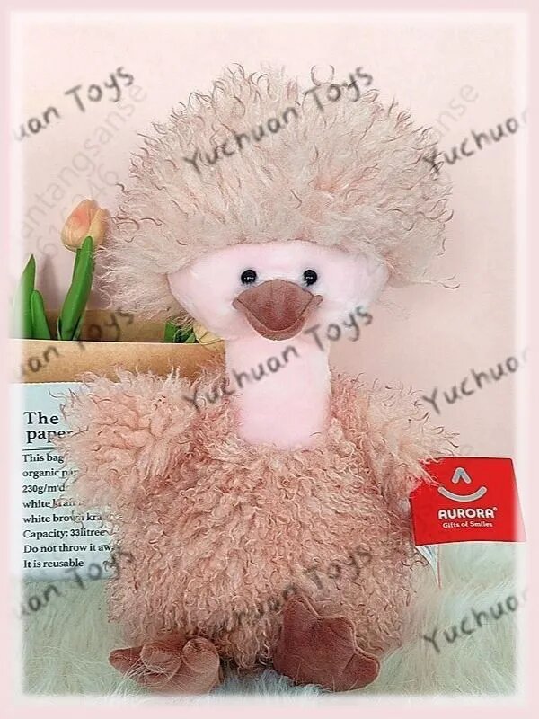 Мягкая игрушка Aurora Птица 40см Пушистый, розовый для девочек