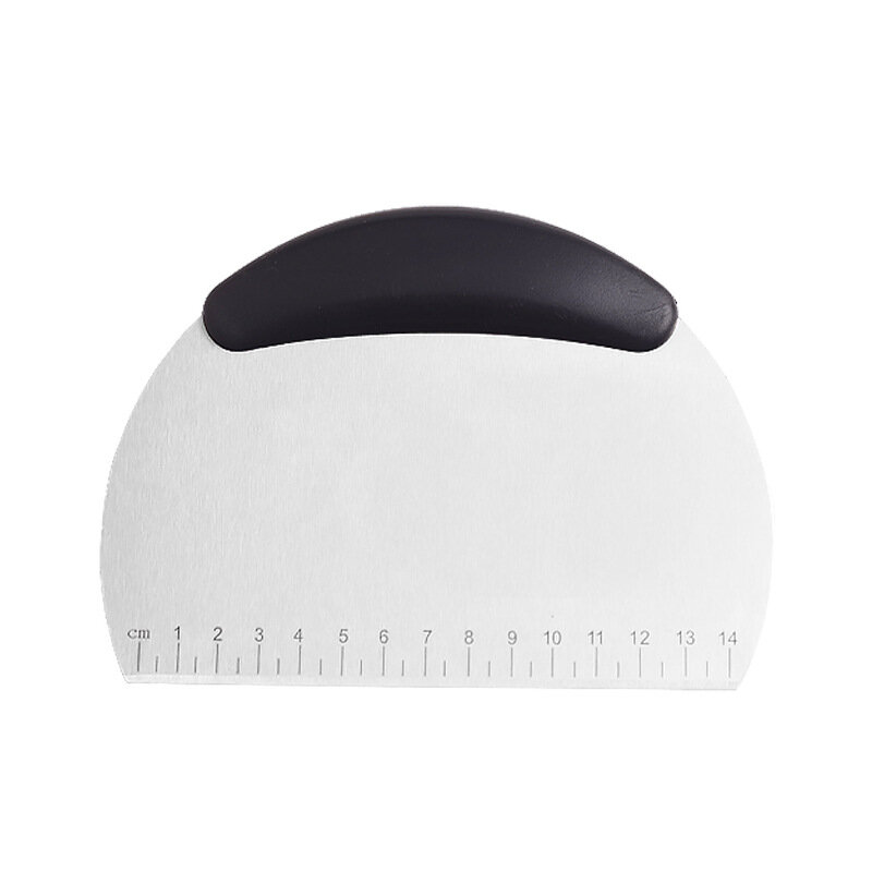 Полукруглый нож для теста из нержавеющей стали с измерительной шкалой, черная ручка для выпечки и приготовления теста,