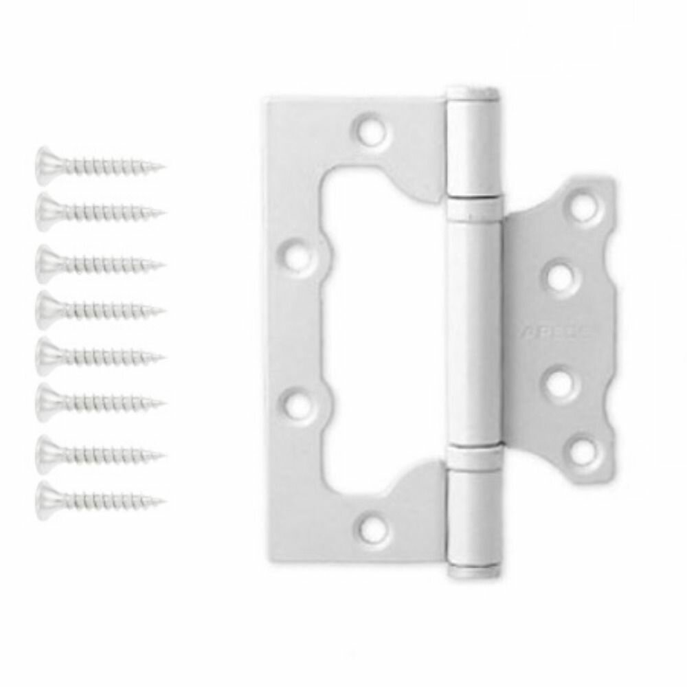 Комплект петель APECS без врезки, 100х75х2.5 мм, белые, 2 шт