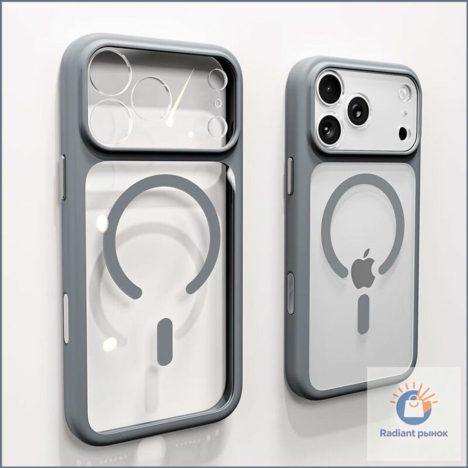 Чехол для iPhone 17 Pro Max, силиконовый прозрачный с MagSafe, полной защитой камеры и кнопкой управления