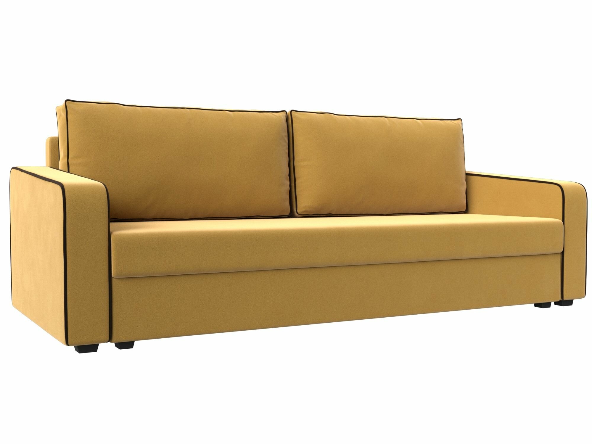 Диван прямой Лига-009, микровельвет, механизм еврокнижка, желтый, 217x78x85см. Хит Диванов