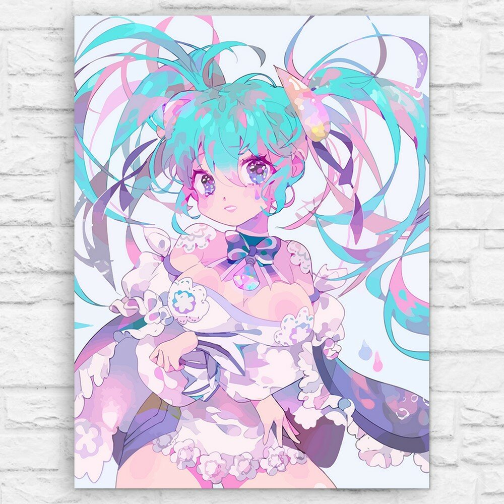 Картина по номерам на холсте аниме мику хацунэ (вокалоид, синаморолл, девушка) - 14909 30х40