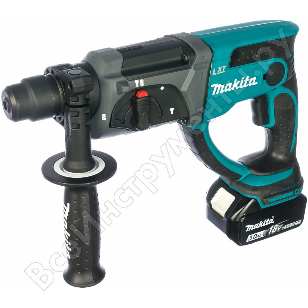 Перфоратор аккумуляторный Makita LXT DHR202RFE с двумя аккумуляторами 18V, 3.0Ah, 3 режима работы и мощностью удара