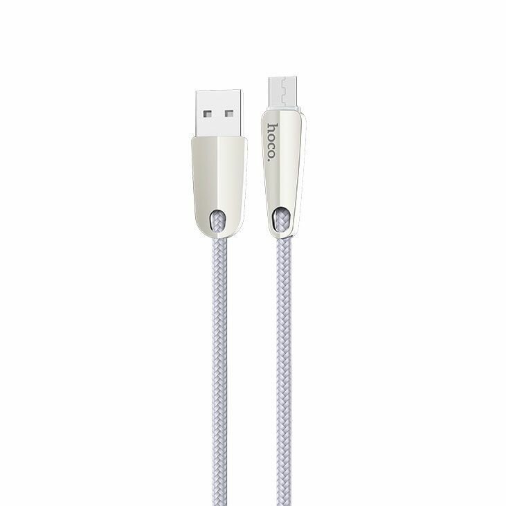 Кабель Micro USB с автоматической блокировкой заряда, Hoco U35 Smart Power Off Cable, серебро