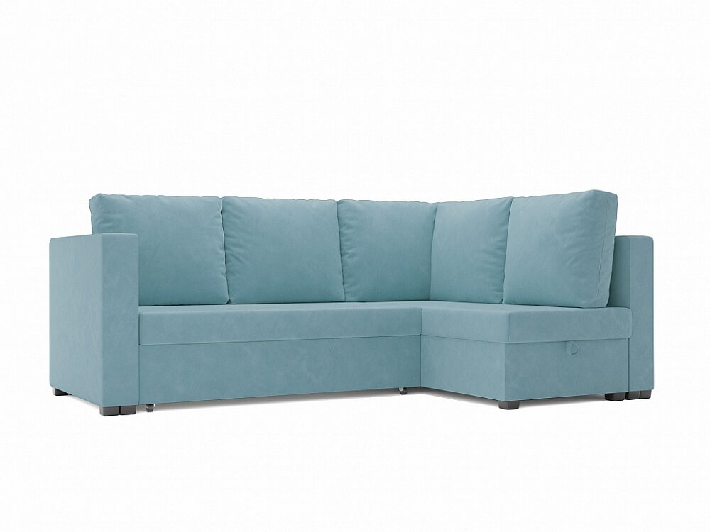 Угловой диван Мансберг 2 Голубой 2 Велюр, дельфин, 237х153х65 см, с ящиком для белья