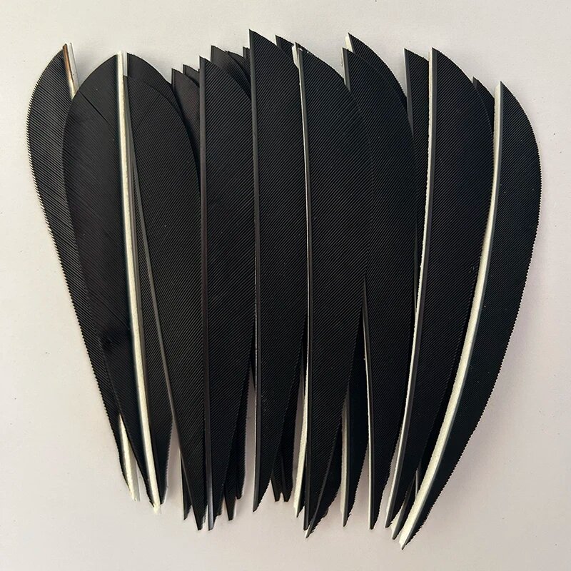 Параболические стрелы с перьями индейки 50 шт, 4 дюйма, правое крыло Черный, Black
