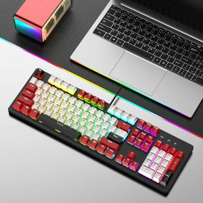 Игровой комплект клавиатура+мышь+гарнитура, черный, красный, зеленый