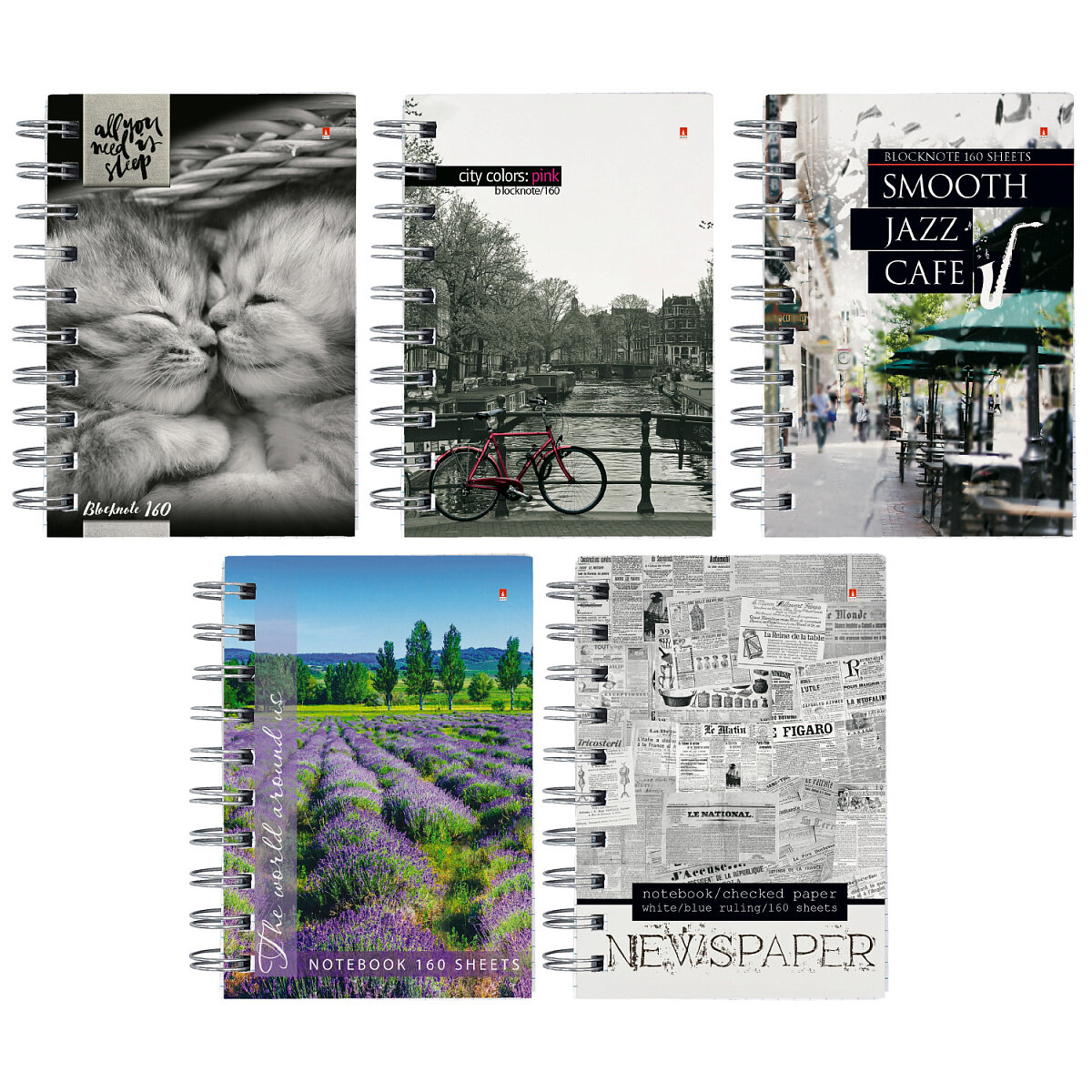 Блокнот Альт, А6 (105 х 130 мм) цветная 160 листовл, Арт. 3-160-010, 5шт.