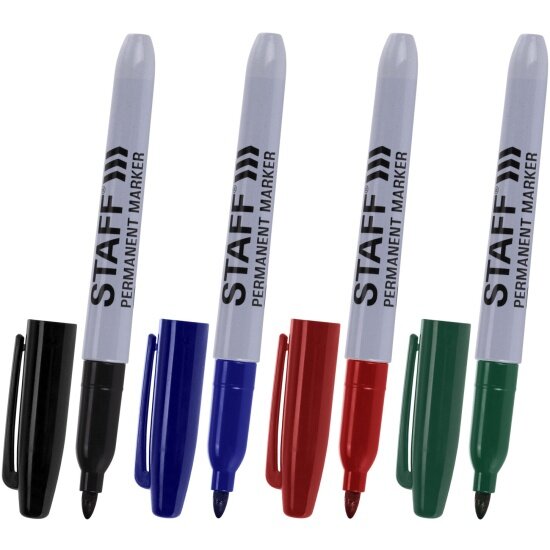 Набор маркеров Staff EVERYDAY PM-233, набор 4 цвета, круглый наконечник 2,5 мм, 151237