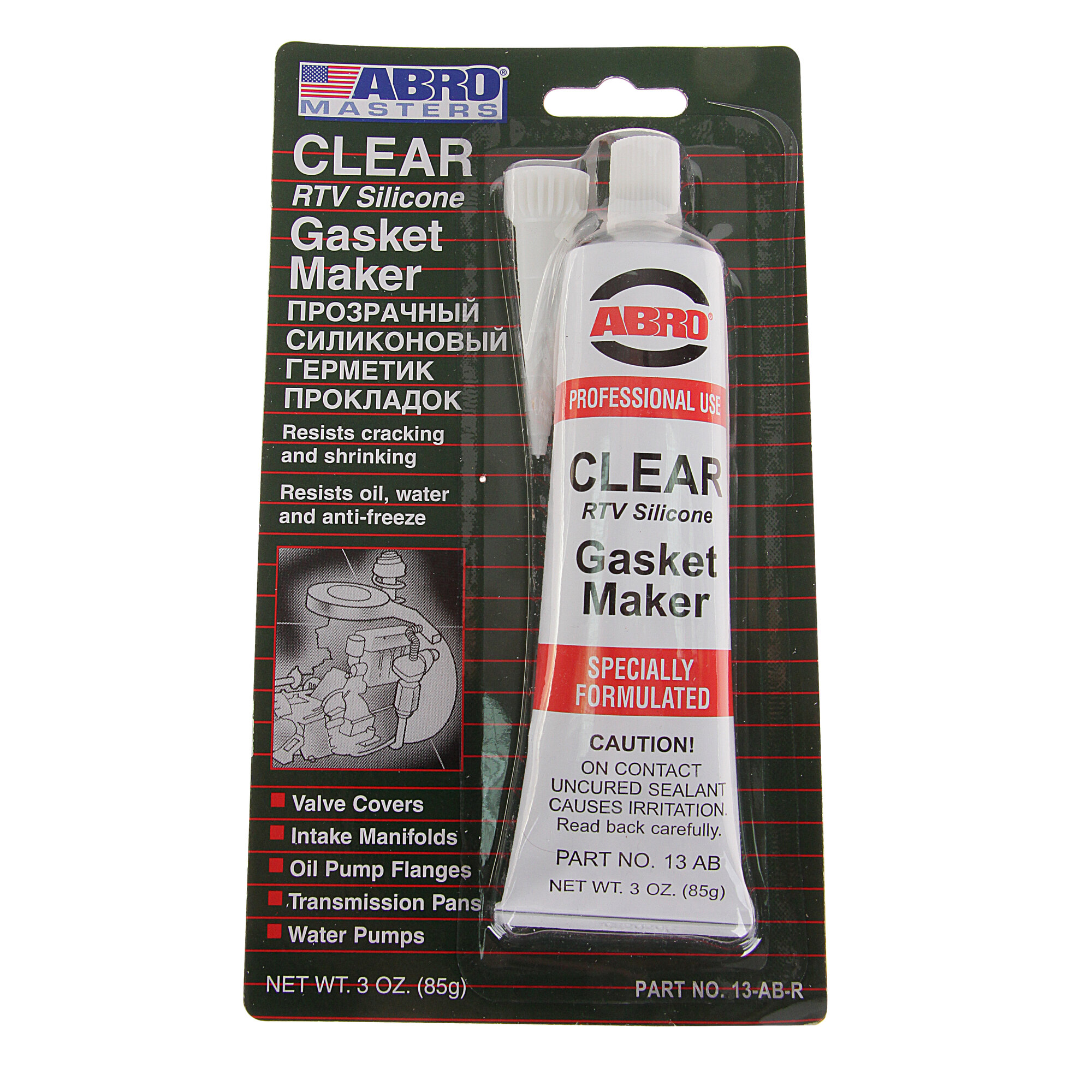 Герметик прокладок A13 CLEAR силиконовый (прозрачный) 85г ABRO 2 44