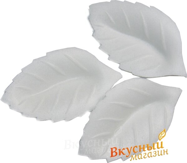 Лист розы вафельный 47 мм. Белый, 10 шт. (Набор из 27 шт.)