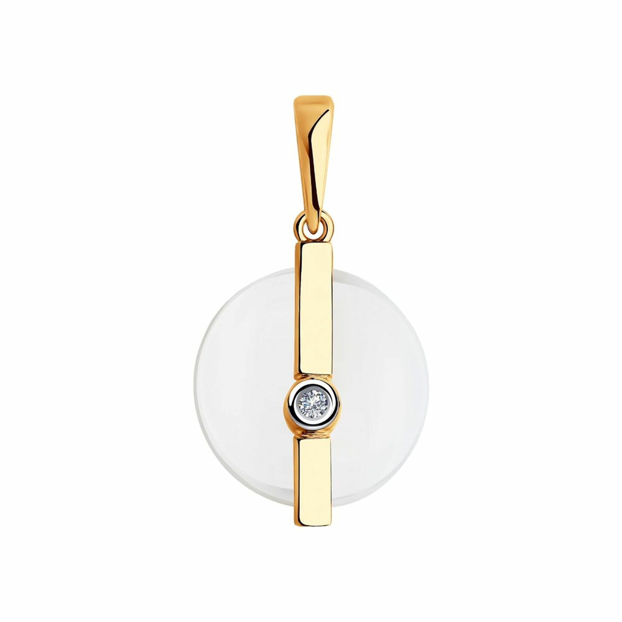 Подвеска, красное золото, 585 проба, бриллиант, керамика