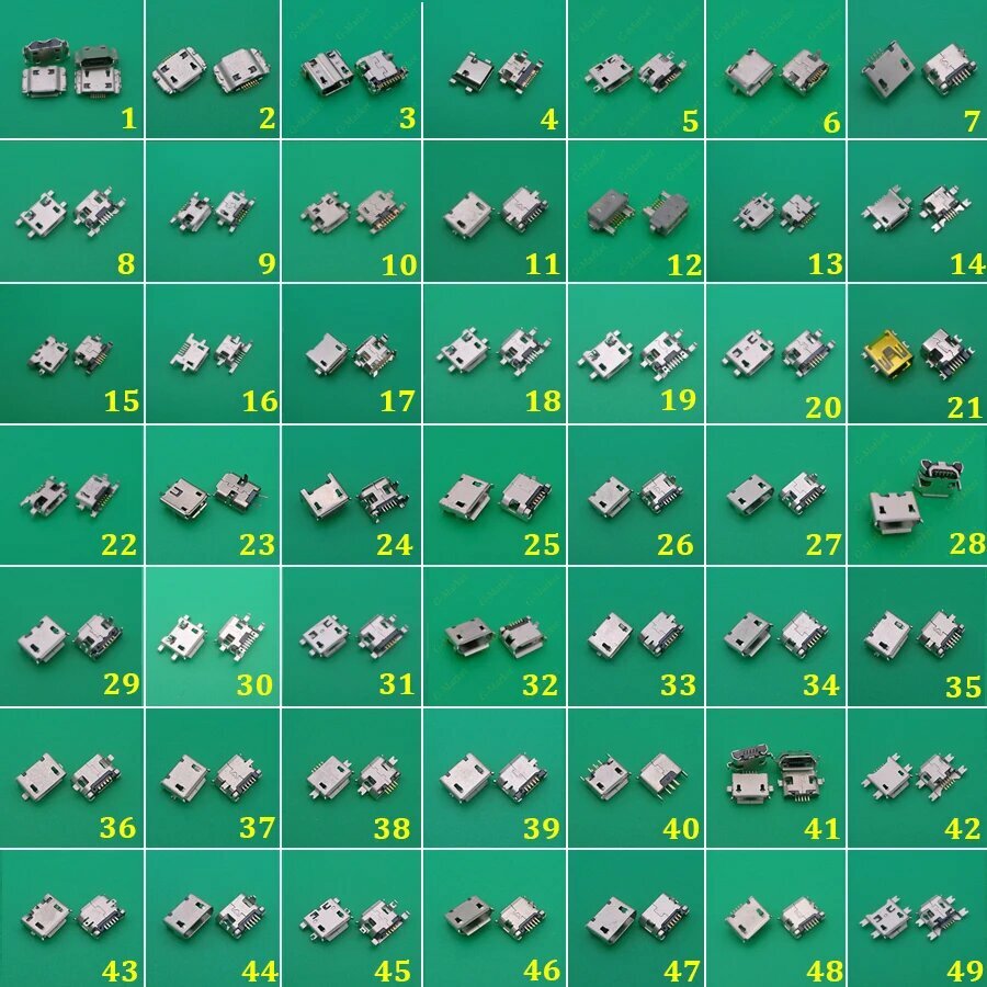 49 моделей 49 шт. мини микро USB разъем для зарядки разъем питания v8 штекер для Samsung Lenovo Sony HUAWEI планшетов