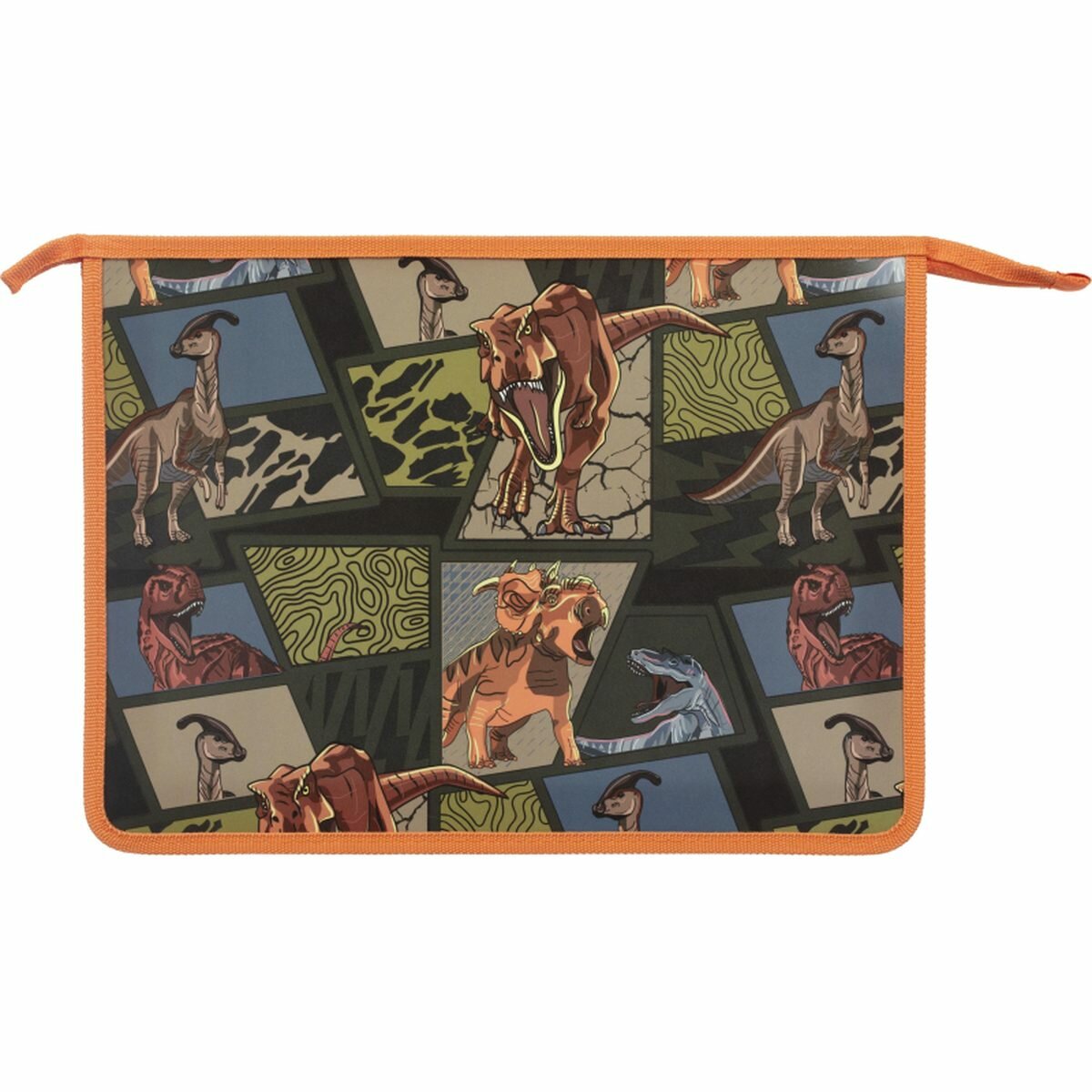 Папка для тетрадей 1 отделение, А4 Комус Класс Дино Комикс, на молнии, пластик (1906125)