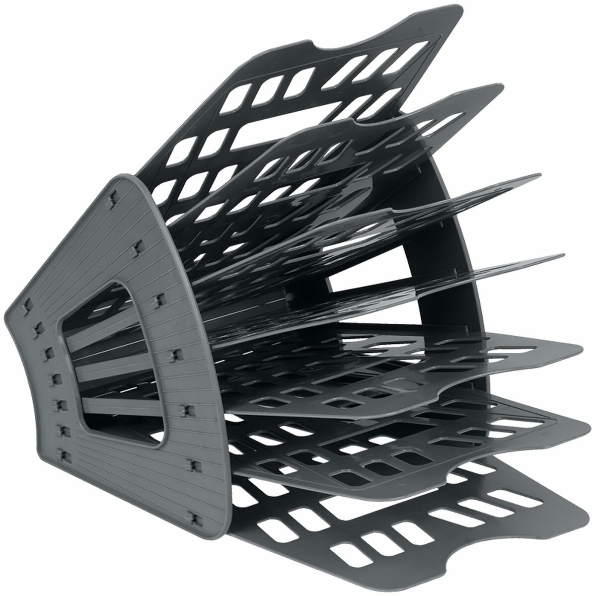 Лоток для бумаг веерный Стамм, 7 секций, 6 отделений, серый (ЛТ40)