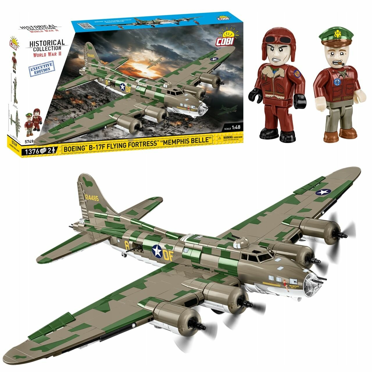 Конструктор пластиковый Cobi BOEING B-17F MEMPHIS BELLE - Модель военного самолета - 1376эл. - Коби 5749