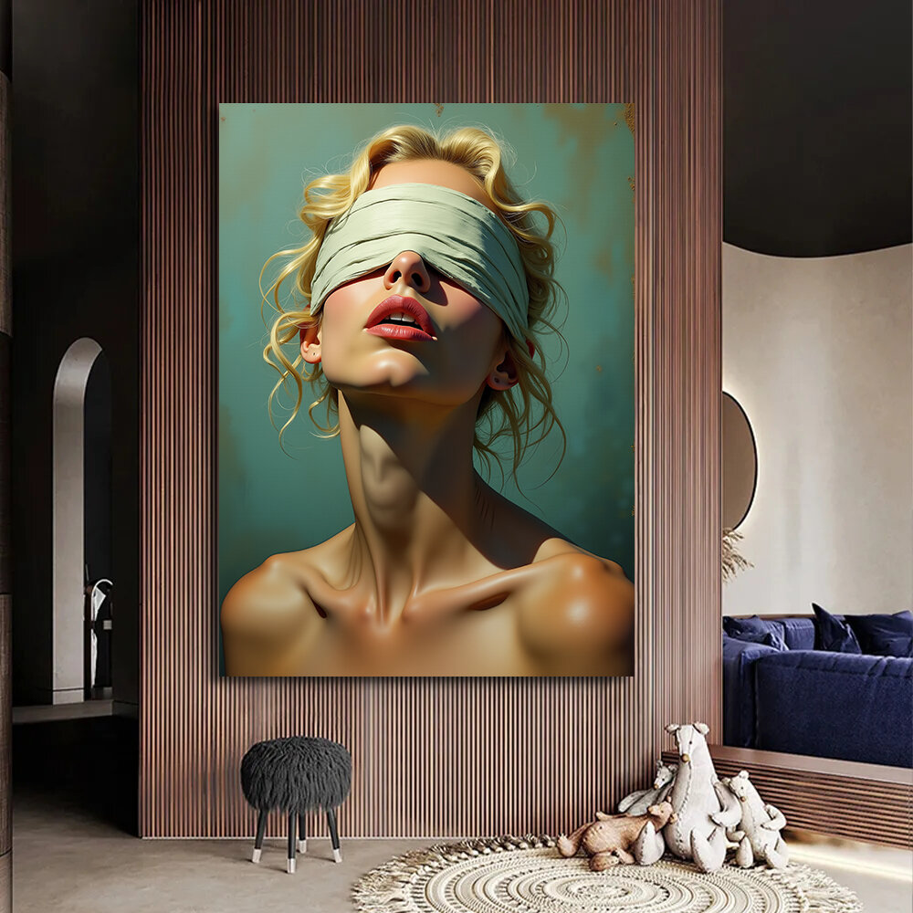 Девушка с закрытыми глазами / яркий поп арт, картина в спальню / на стену, 20х30 см.