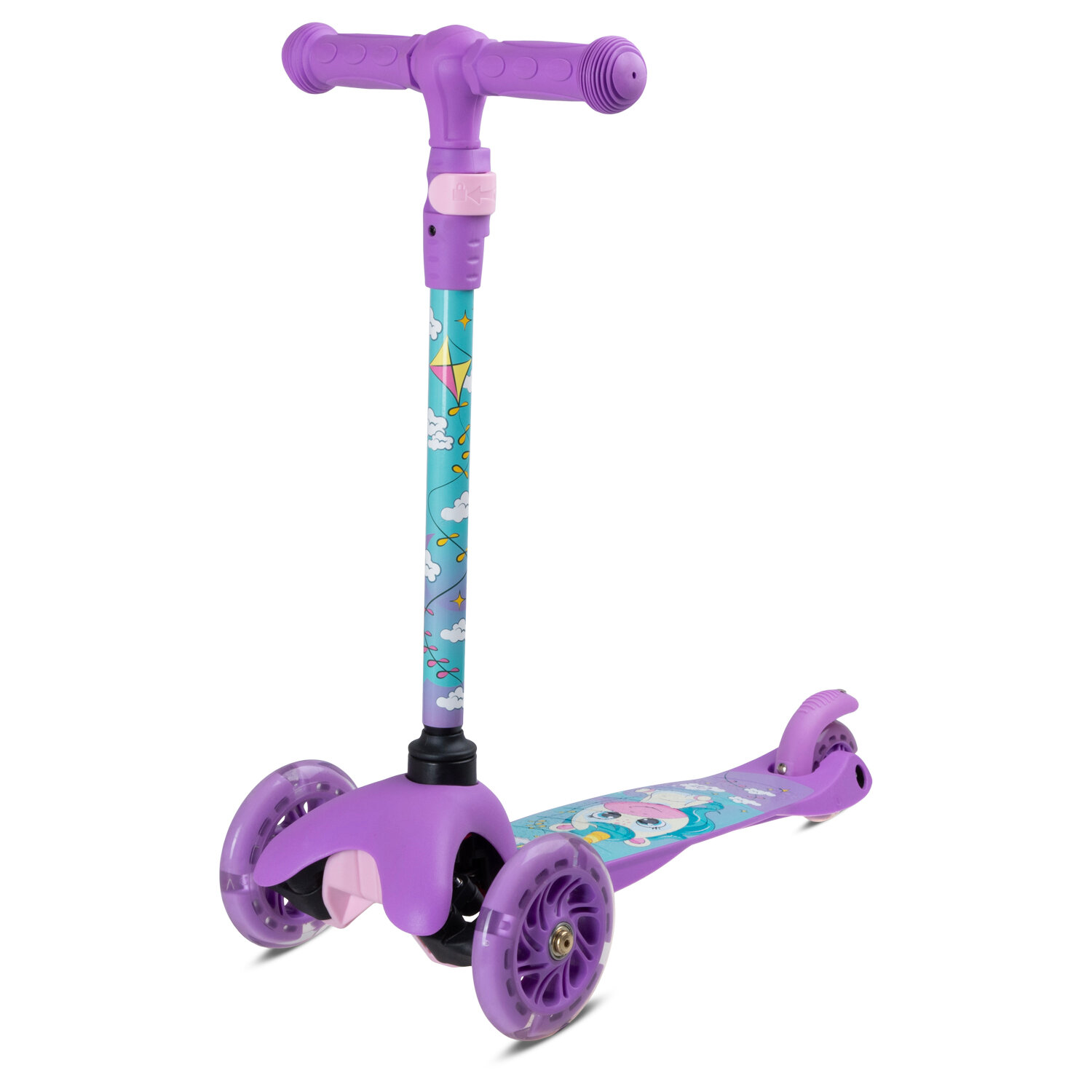 Самокат-кикборд CITY-RIDE CR-S4-05UVV телескопический руль металл, колеса PU 120/76 со светодиодами,