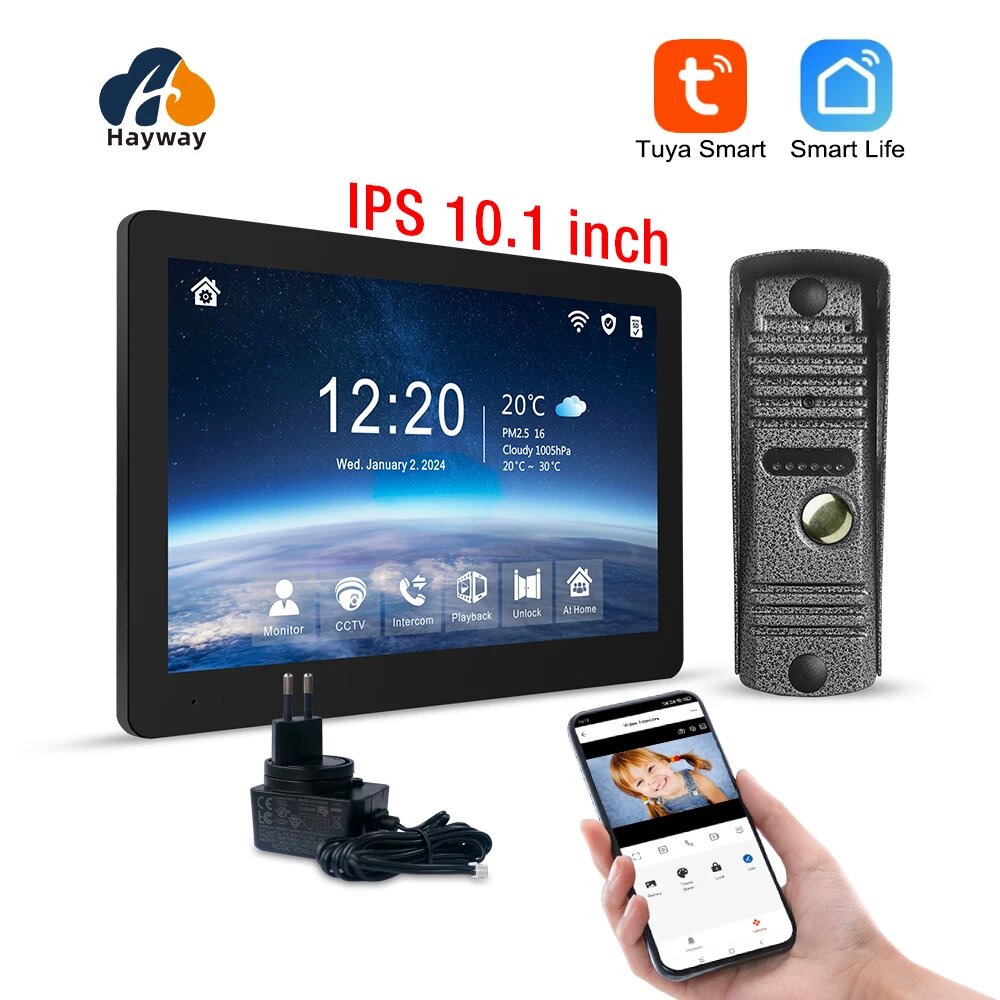 Видеодомофон Hayway Tuya 10 дюймов H-B6-P201S-M535BA